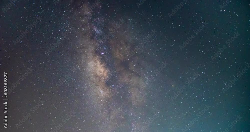 Milky Way galaxy exploration through outer space towards glowing milky ...
