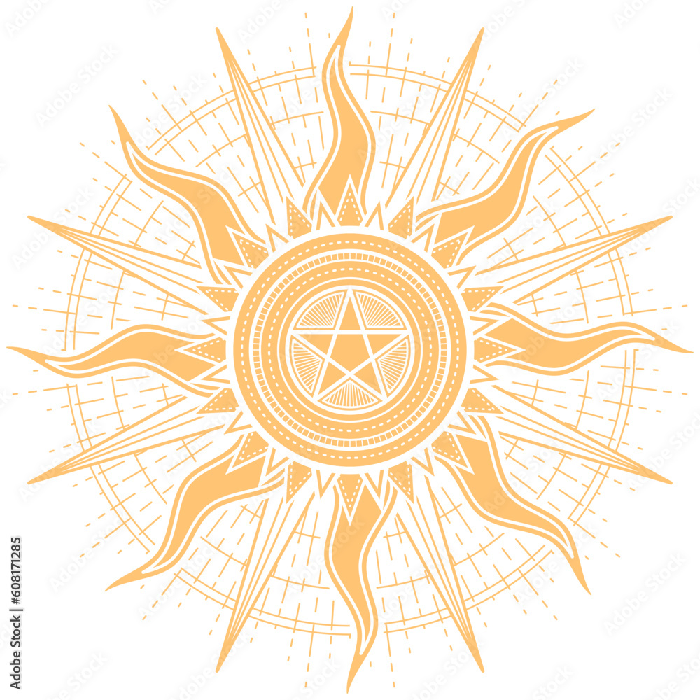 Vecteur Stock Esoteric and occult pentagram, mason or tarot symbol ...