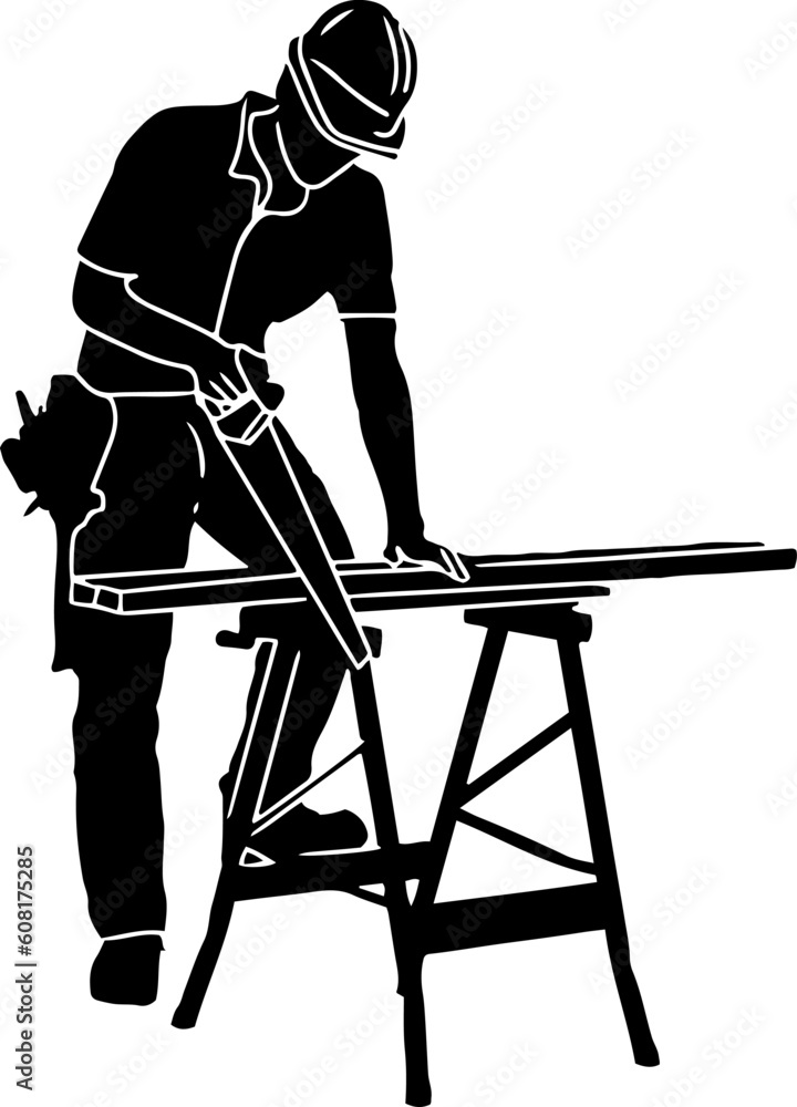 Master of Woodcraft: Carpenter Silhouette - Vector Illustration ...