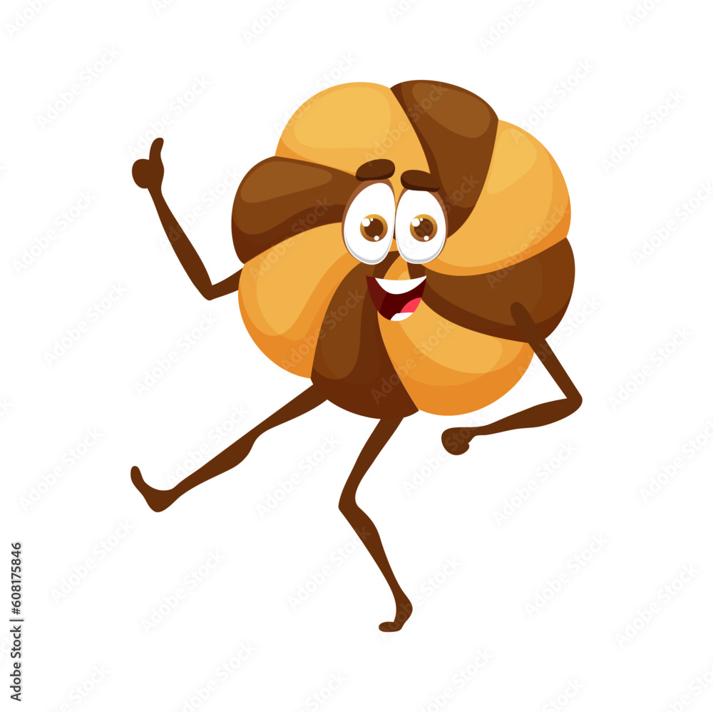 Cartoon cookie funny character showing thumb up, sweet food and pastry ...