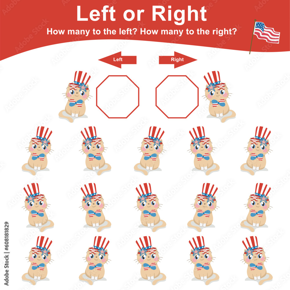 Math game worksheet with American Independence Day Theme. Count and ...