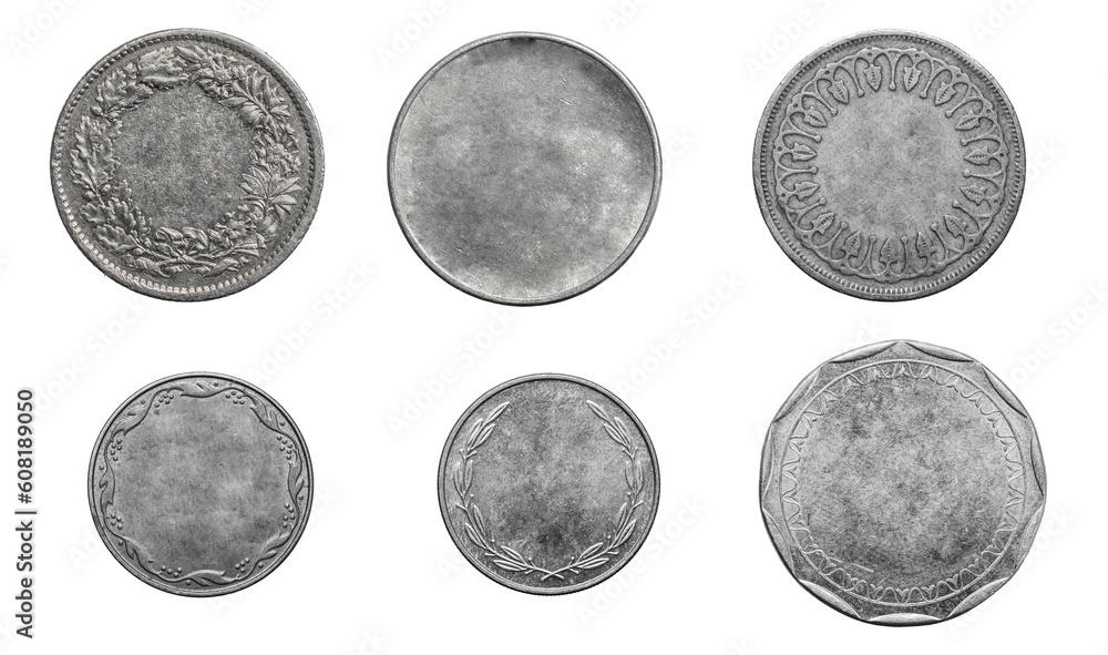 old empty silver coin on a transparent isolated background. png Stock ...