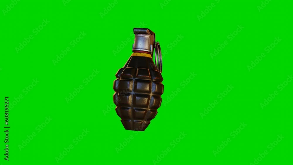 Video Stock 3d render model of a combat grenade rotating on a green ...
