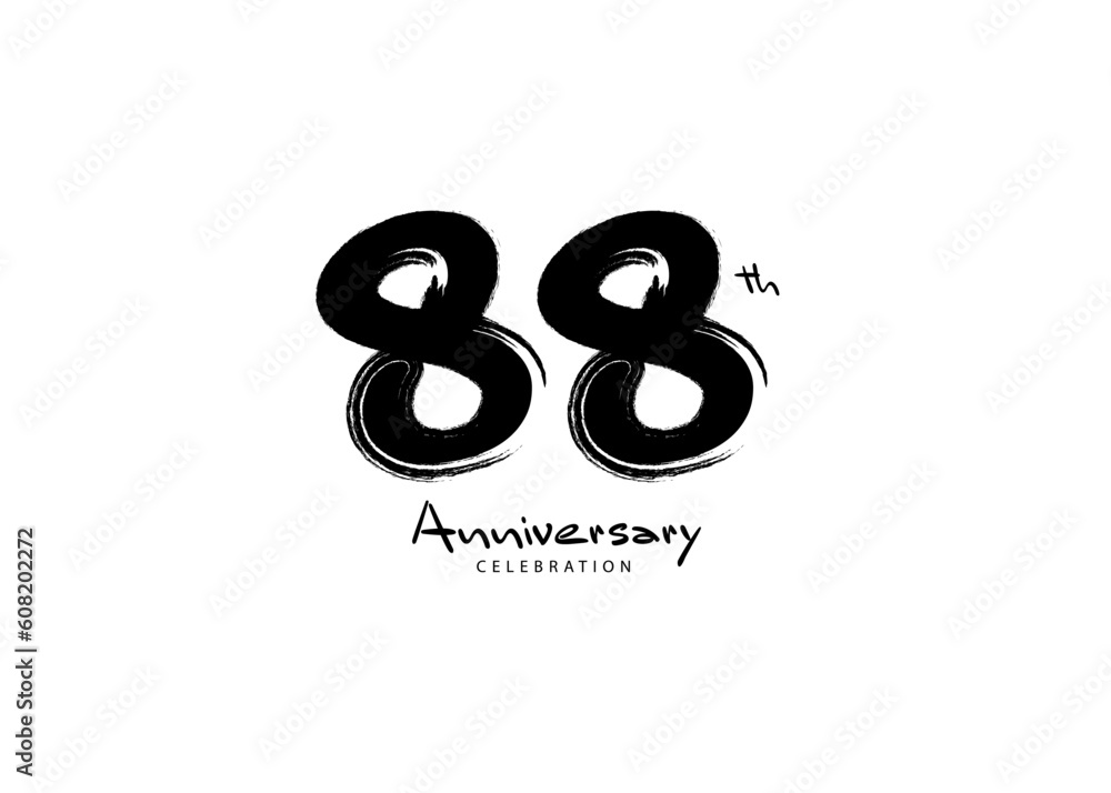 88 Years Anniversary Celebration logo black paintbrush vector, 88 ...