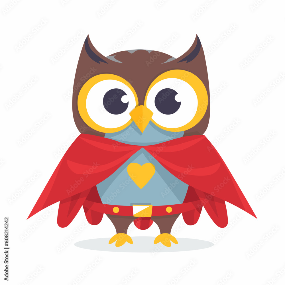 Vetor de Superhero owl, sticker clipart for kids, simple and cute ...