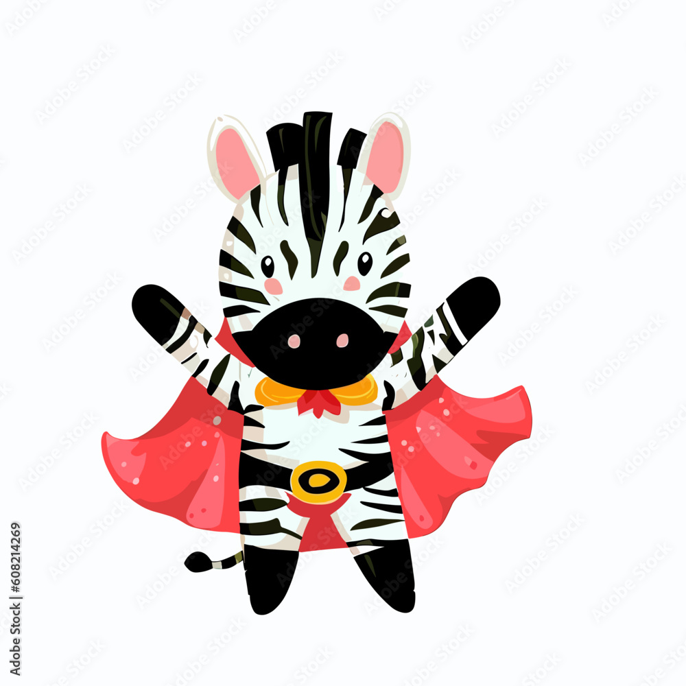 Superhero zebra, sticker clipart for kids, simple and cute. vector art ...