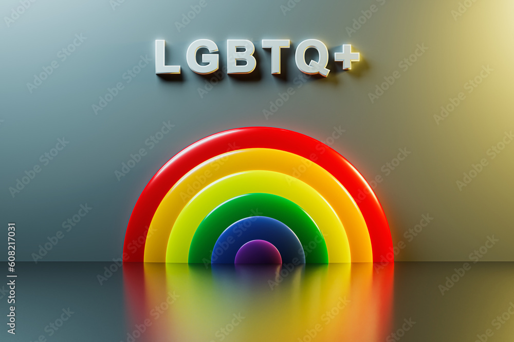 LGBTQ pride month 3D colorful rainbow render background Stock ...