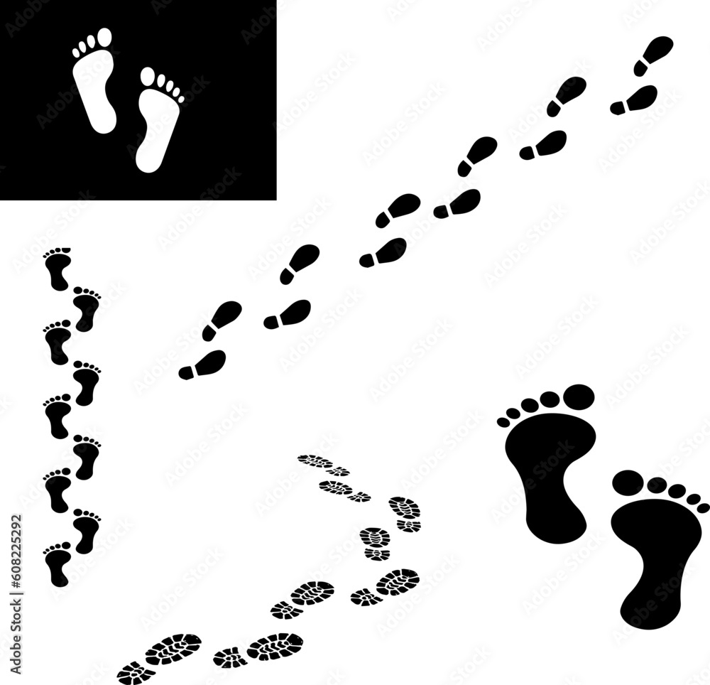 four types footprints on white background svg file Stock Vector | Adobe ...