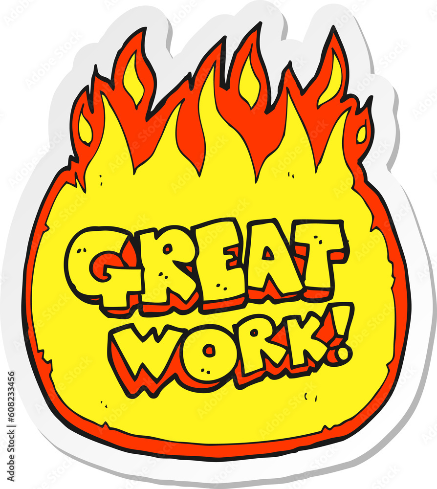sticker of a great work cartoon symbol Stock Illustration | Adobe Stock