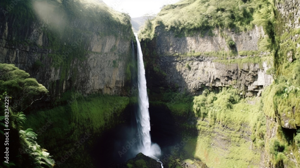 Witness the awe-inspiring sight of a majestic waterfall as it ...
