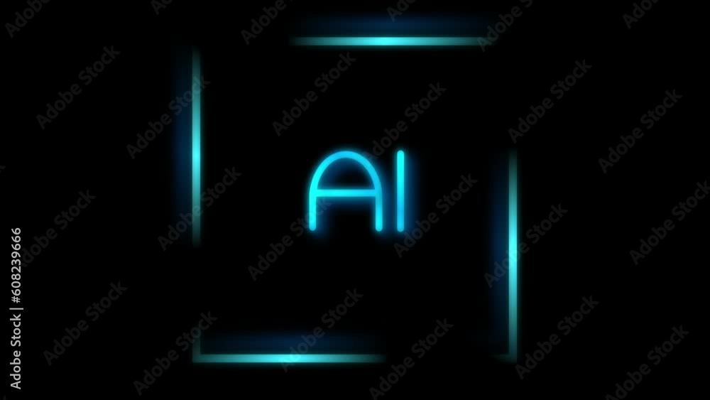 Futuristic AI loop animation in a blue square: Animation of artificial ...