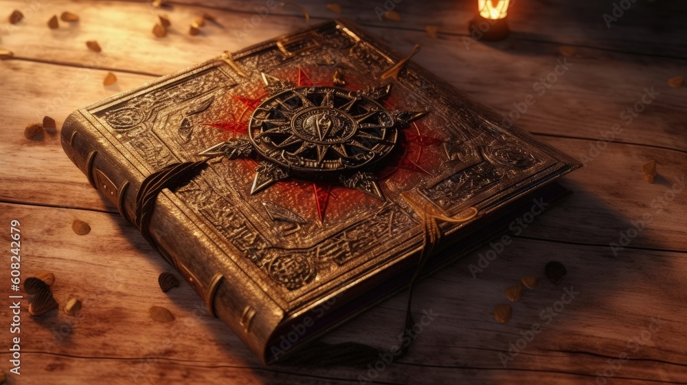 With its worn leather cover and fading symbols, an ancient spellbook ...