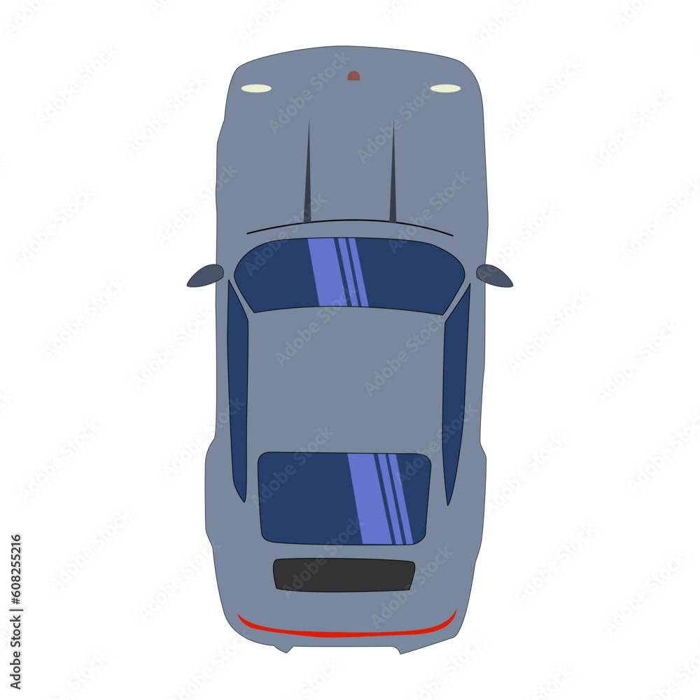 Top view grey car cartoon concept. cartoon transport.vector ...