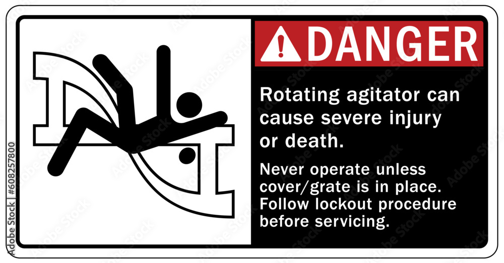 Rotating equipment hazard sign and labels rotating agitator can cause ...