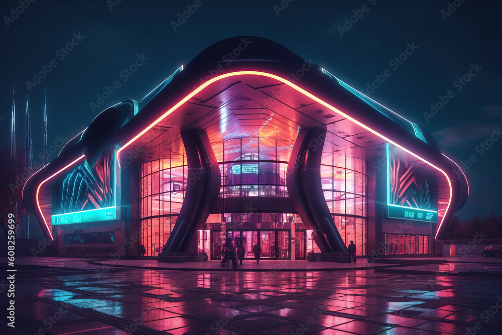 Generative AI illustration of dome building with round structural ...