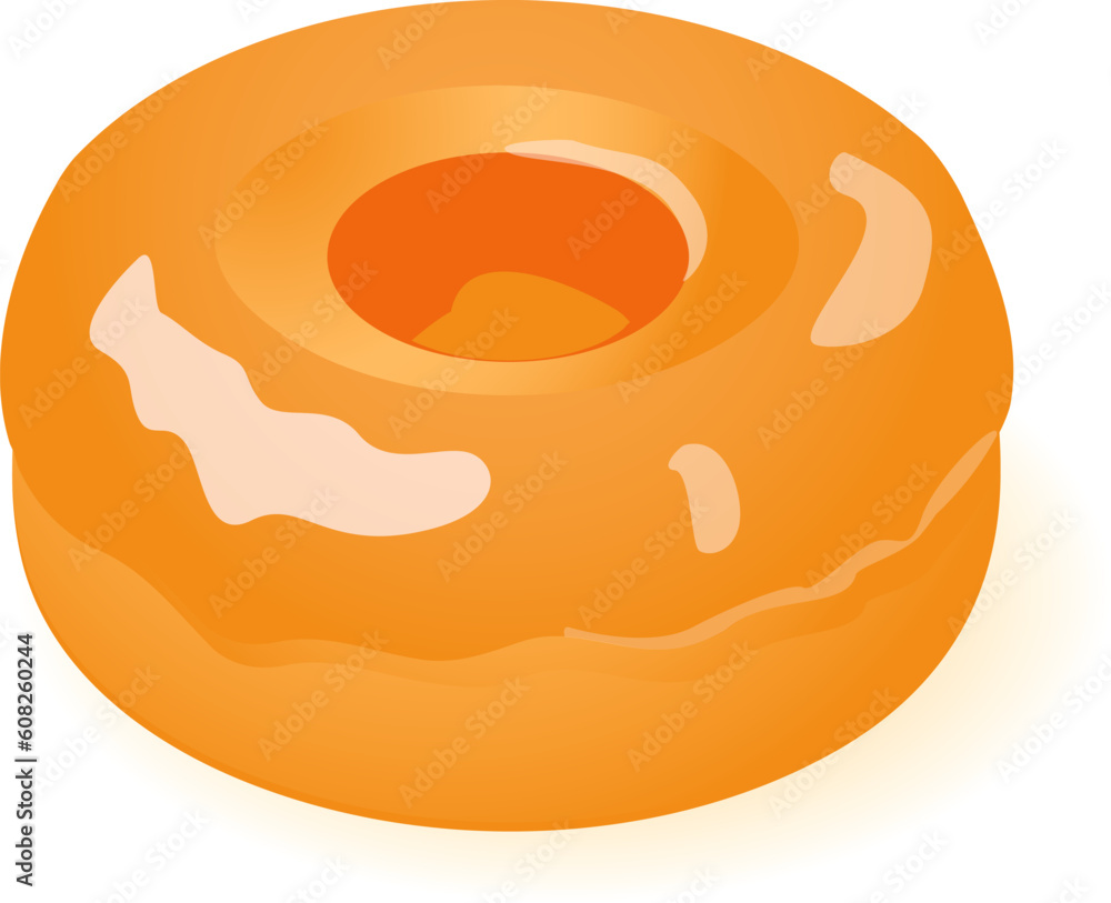 Vector Isolated isometric donut. Modern flat and cartoon geometric ...