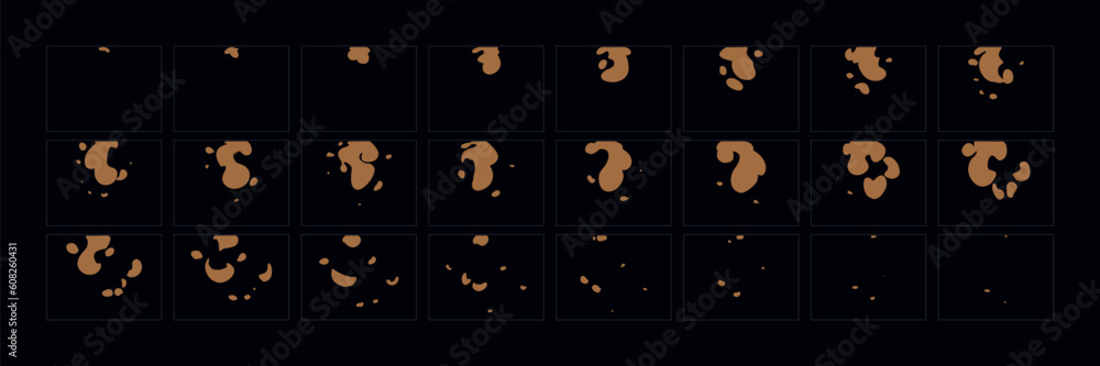 Smoke explosion animation. 2d cartoon dust animated sprite sheet frames ...