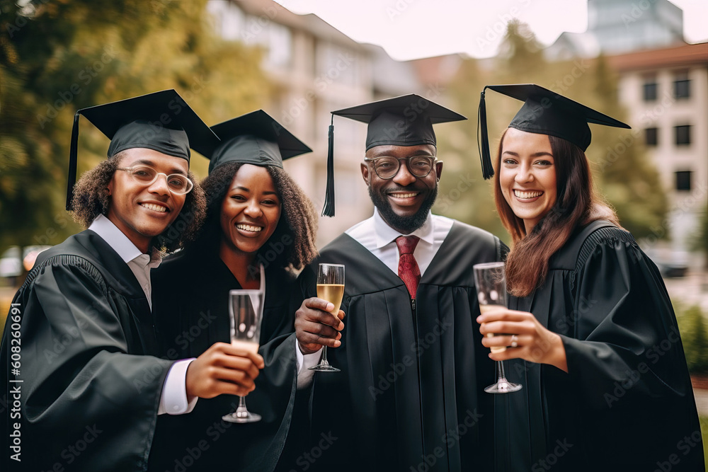 Generative AI illustration of group of cheerful multiethnic friends in ...