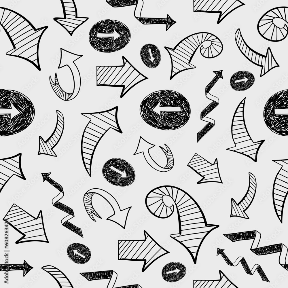 Vector Illustration Of Pattern With Arrows In Black Color Seamless