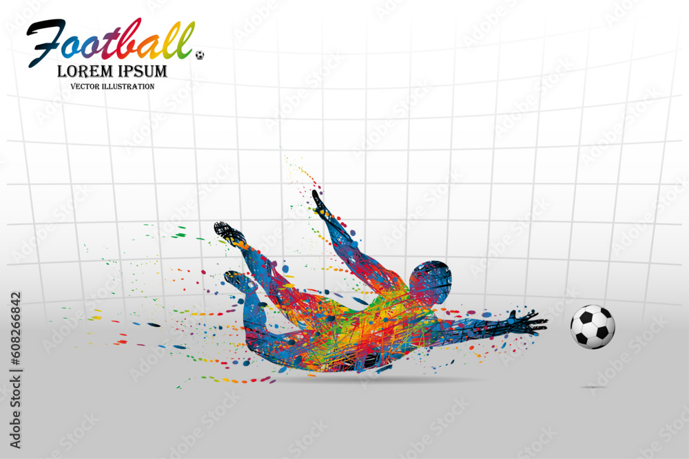 Visual drawing movement for soccer or football sport and goalkeeper ...