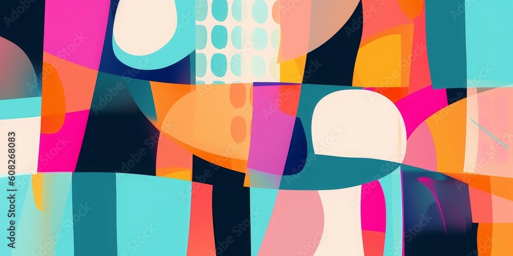 Hand drawn colorful geometric pattern. Dynamic abstract shapes. Fashionable template for design ...