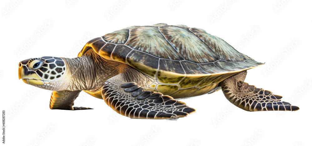 Sea turtle isolated on the transparent background PNG. AI generative ...