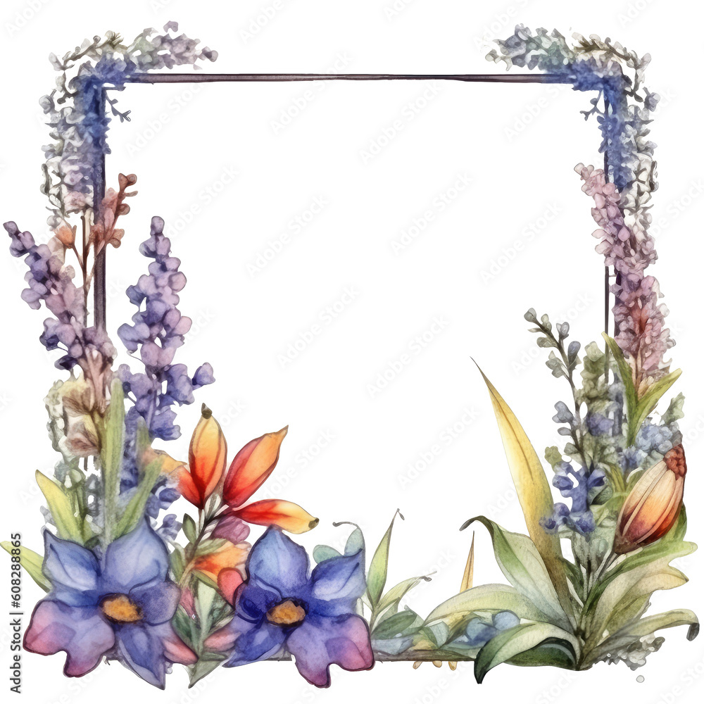Watercolor Flower Border Clipart Illustration Painting, Floral, Design ...