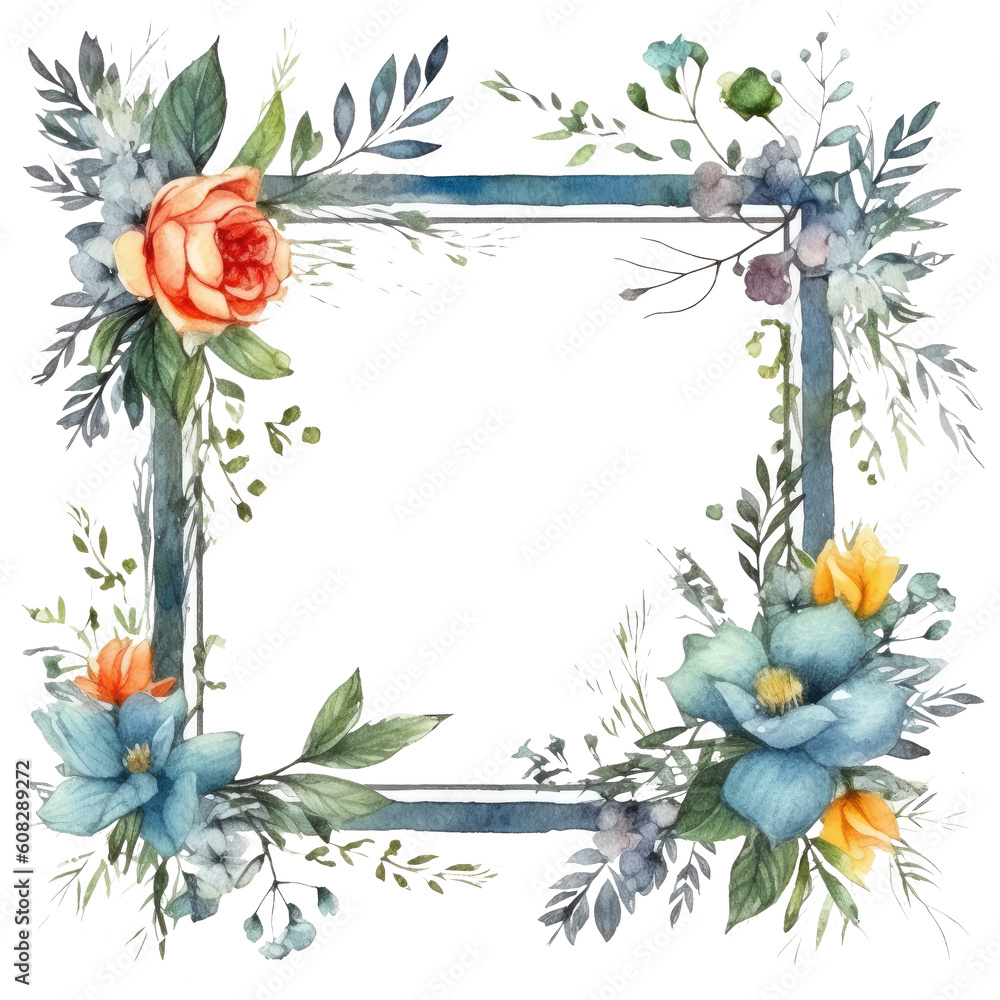 Watercolor Flower Border Clipart Illustration Painting, Floral, Design ...