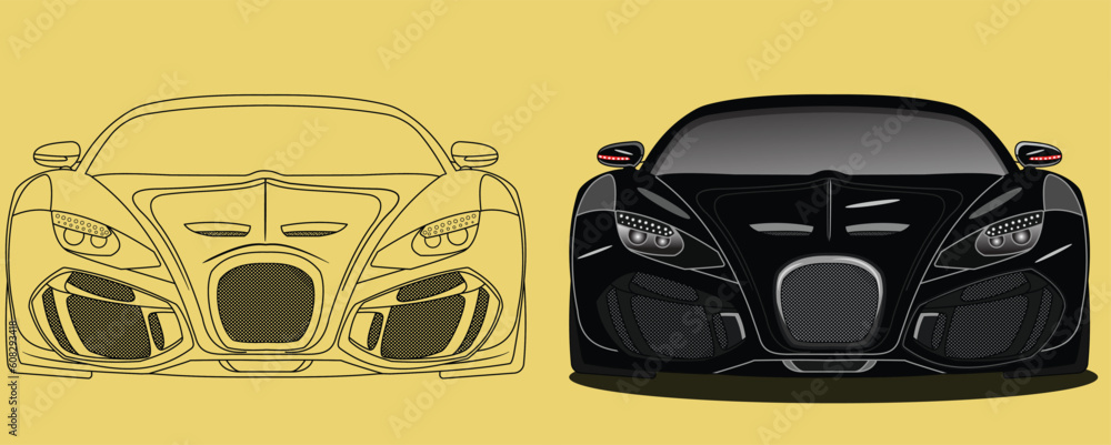 Agadir, Morocco- May, 2023:supercar Bugatti Chiron vector car. Stock ...