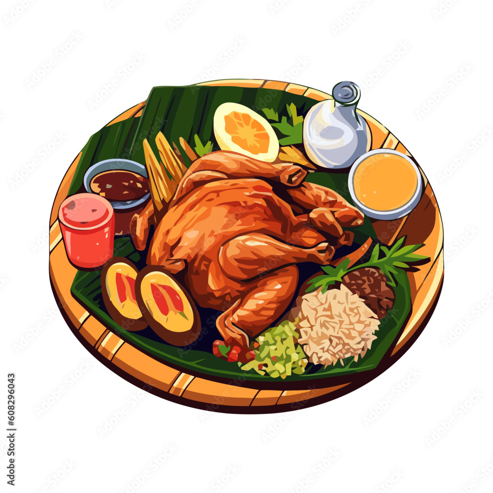 Inasal na manok vector illustration, or chicken inasal traditional food ...
