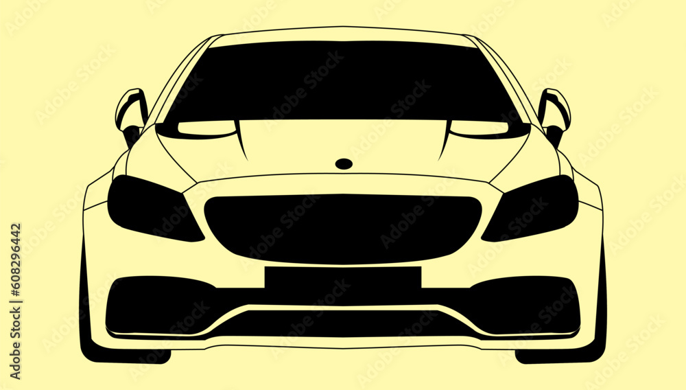 Agadir, Morocco- May, 2023: Mercedes AMG SL car silhouette vector car ...