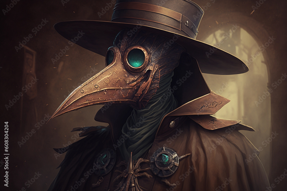 Plague doctor portrait. AI Generated Stock Illustration | Adobe Stock