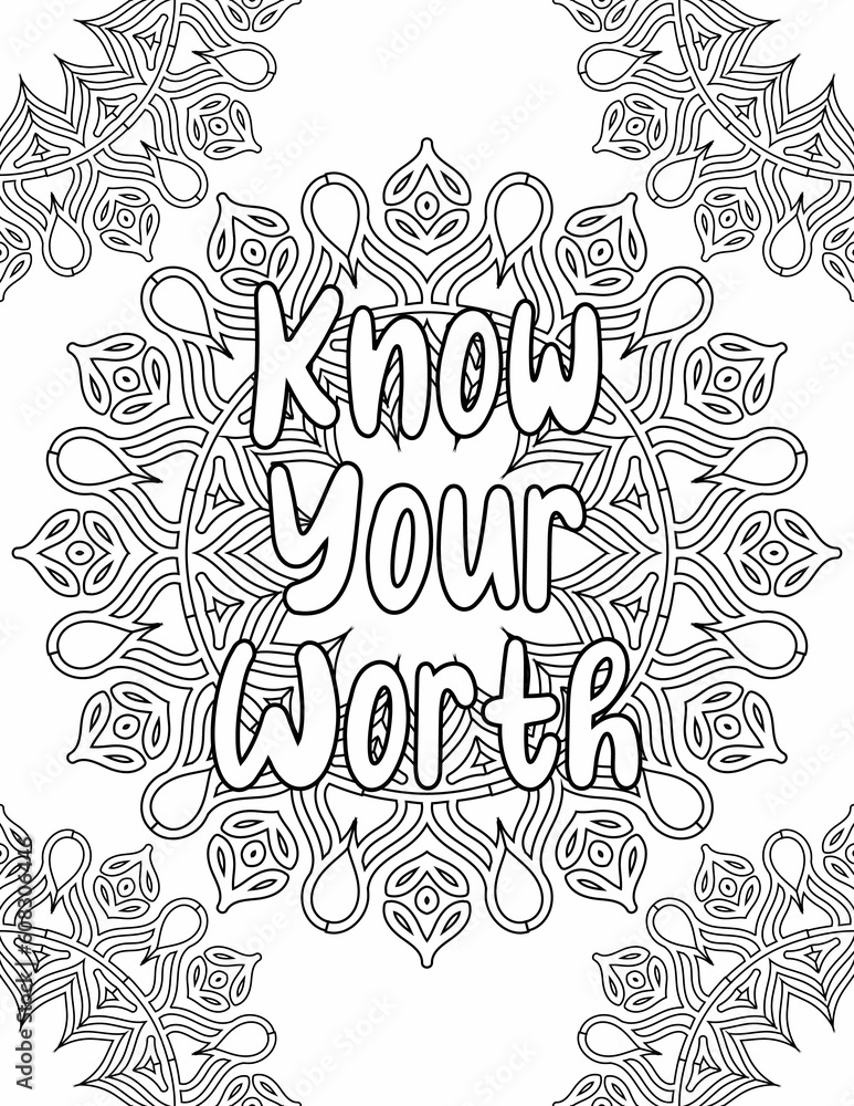 Printable mandala coloring sheet for adults and kids with positive ...