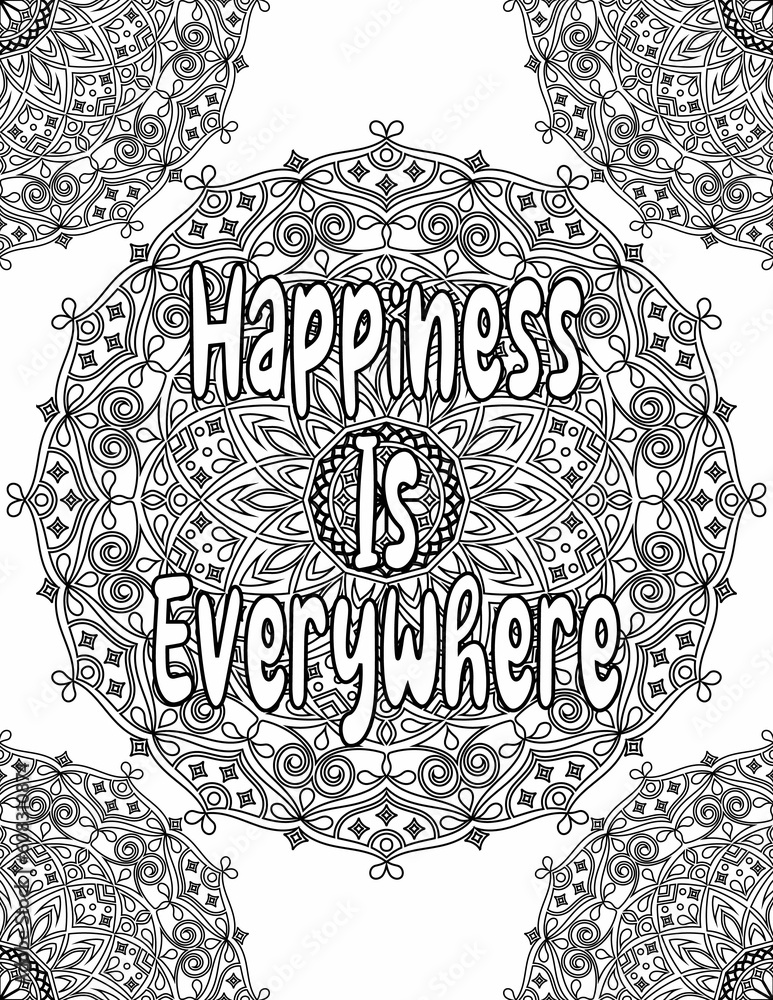 Mandala coloring page for adults and kids with motivational words for ...