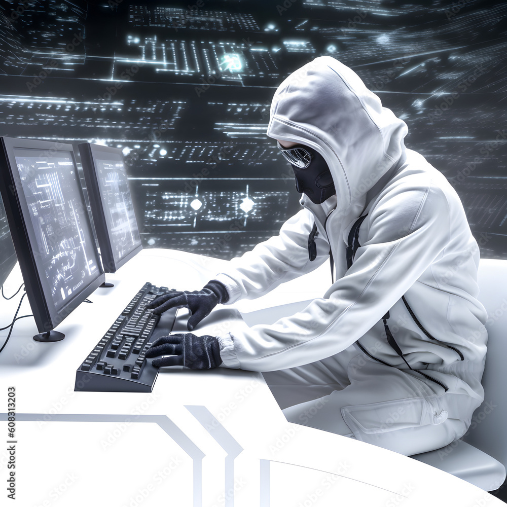 Hacker with hoodie. Concept of dark web, cybercrime, cyberattack. AI generated image Stock ...