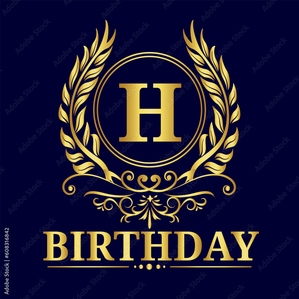 Letter H Alphabet, Golden Letter H Luxury Gold Alphabet Vector Design ...