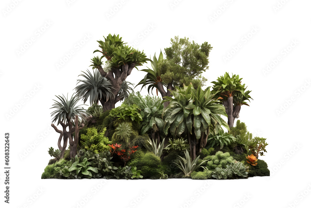 Green trees, shrubs and plants isolated on transparent background ...