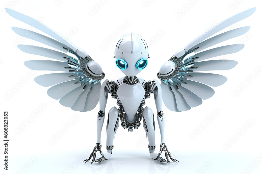 Stylish handsome cyborg in profile, a futuristic character in a female ...