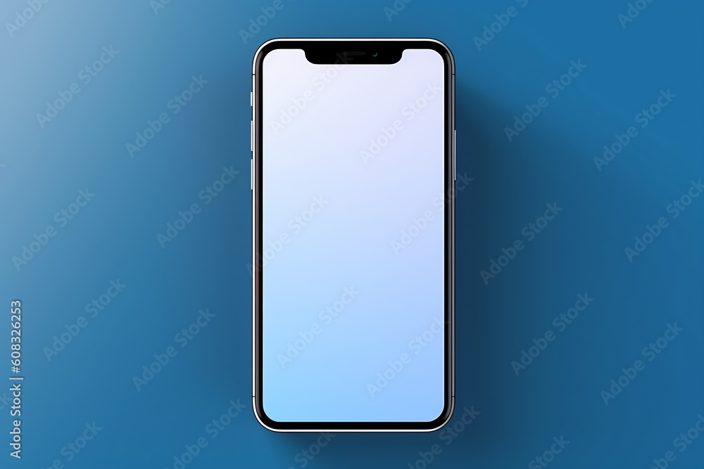 mobile, blank display, blue background, mockup, design, smartphone ...
