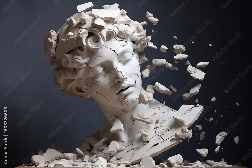 shattered Ancient Greek Marble Statue: Symbolizing Depression, Memory ...