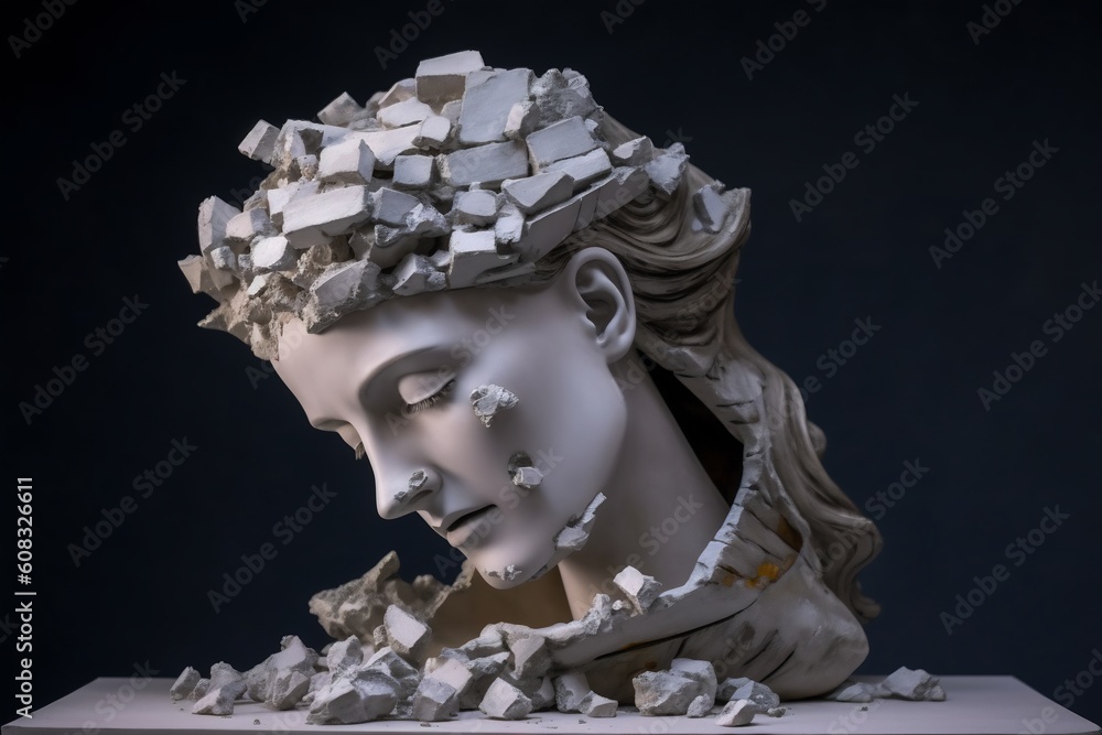 shattered Ancient Greek Marble Statue: Symbolizing Depression, Memory ...