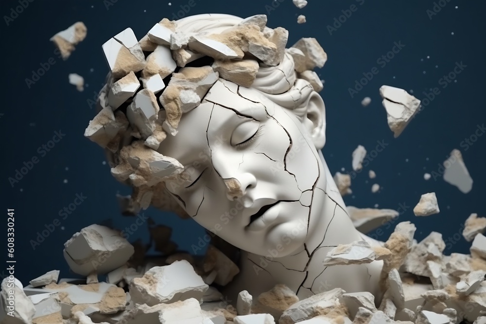 shattered Ancient Greek Marble Statue: Symbolizing Depression, Memory ...