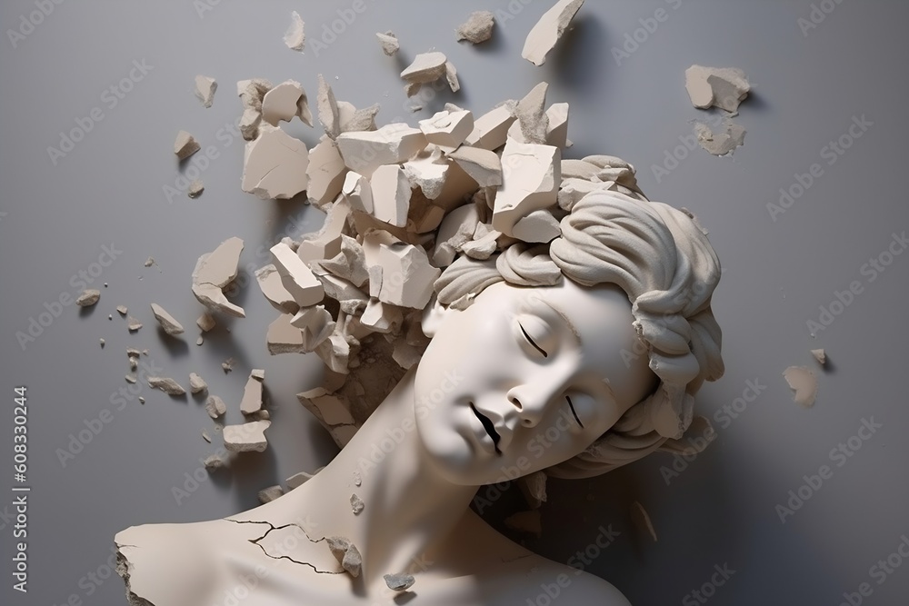 shattered Ancient Greek Marble Statue: Symbolizing Depression, Memory ...
