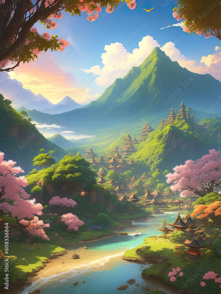 Ai generated art, generative Ai, beautiful fantasy island, magical ...