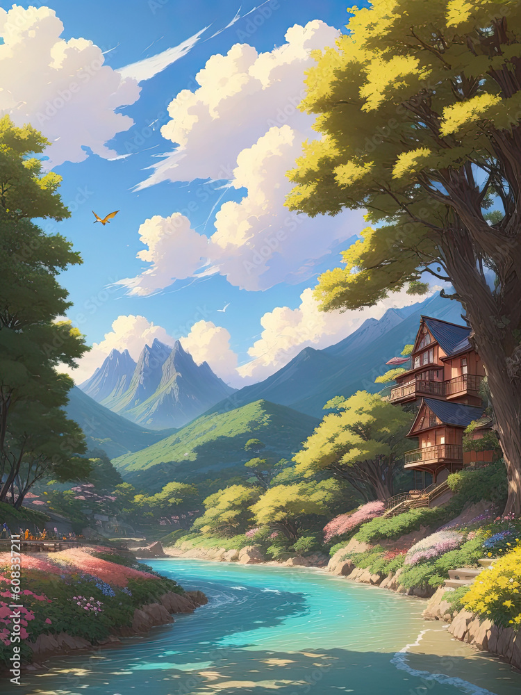 Ai generated art, generative Ai, beautiful fantasy island, magical ...