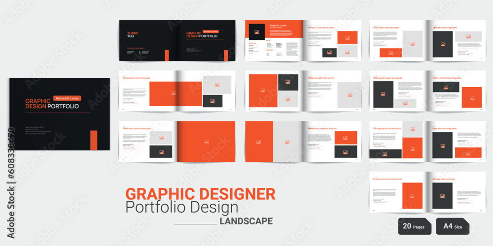 Graphic Designer Portfolio Design Portfolio Layout Design Stock Vector ...