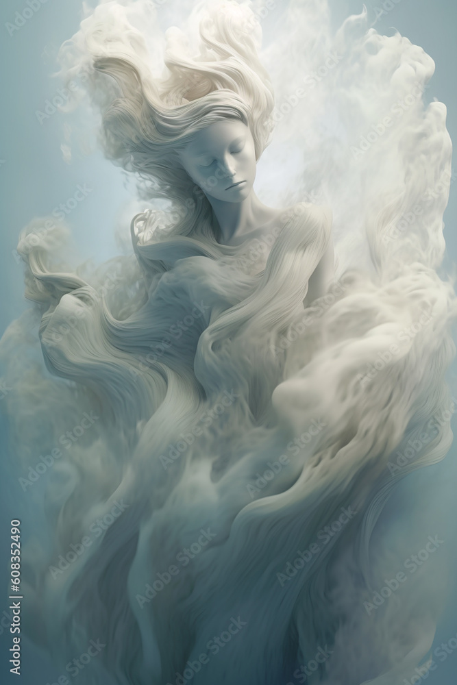 An artistic depiction of wind as a mystical and ethereal entity, with ...