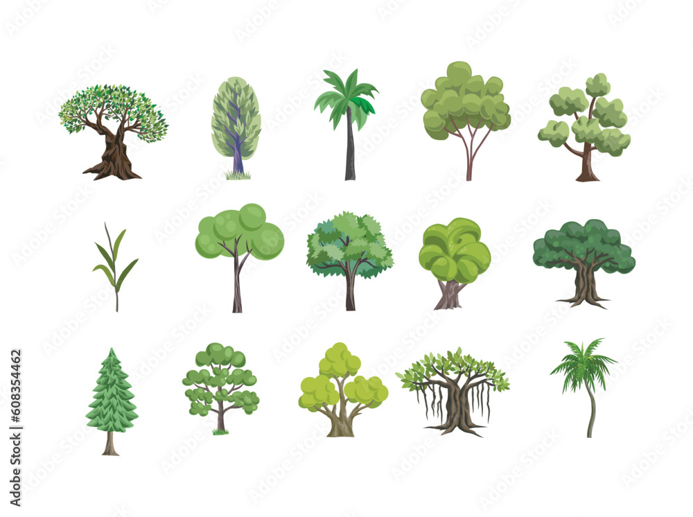 collection of cartoon style tree vector images Stock Vector | Adobe Stock