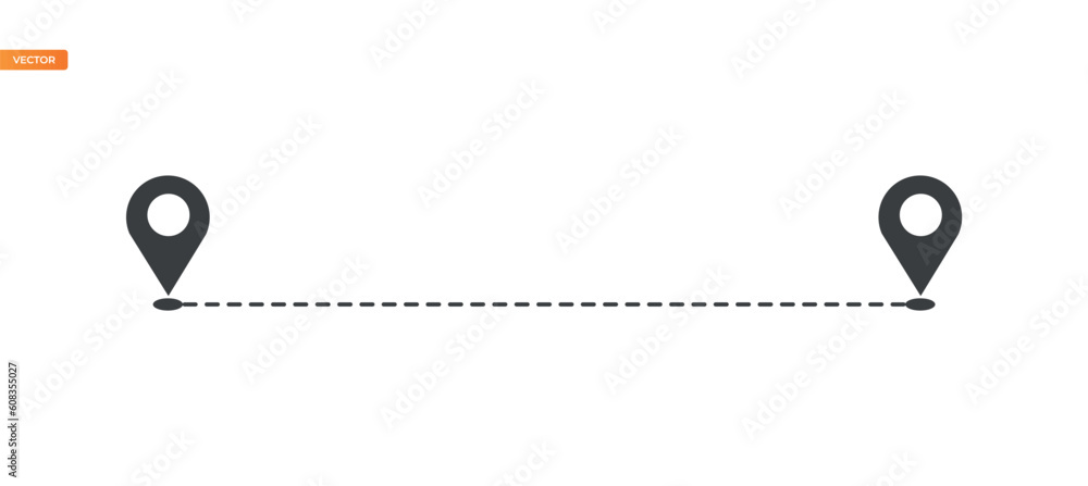 The location is in a dotted line. The waypoint for a new location. and ...