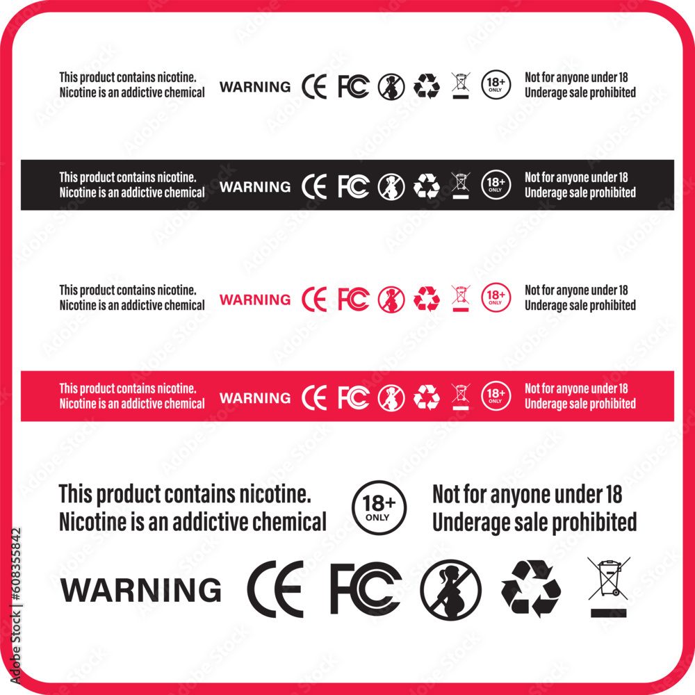 Warning symbols and 18+. vector symbols. for banner ad or graphic ...